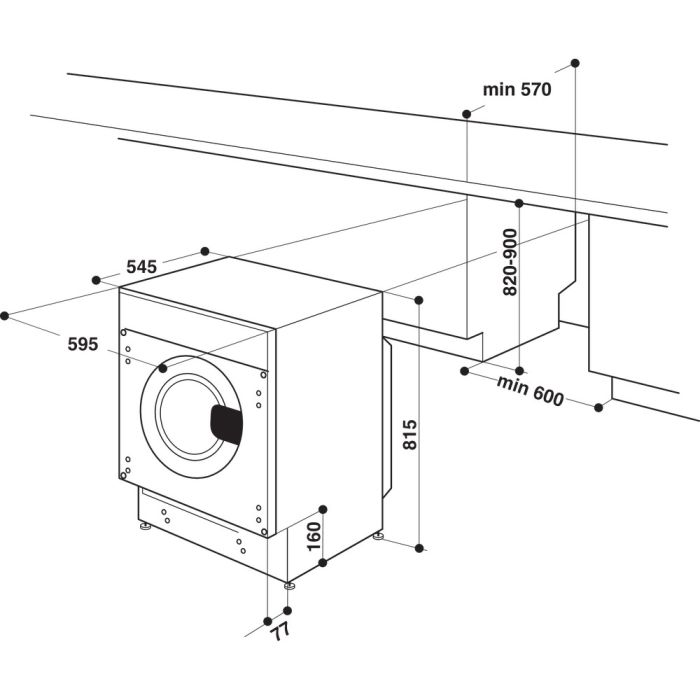 Hotpoint BIWDHG75148UKN 7kg 5kg 1400 Spin Built In Washer Dryer